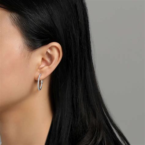 Lafonn Simulated Diamond Round Cut Thin Hoop Earrings Ben Garelick