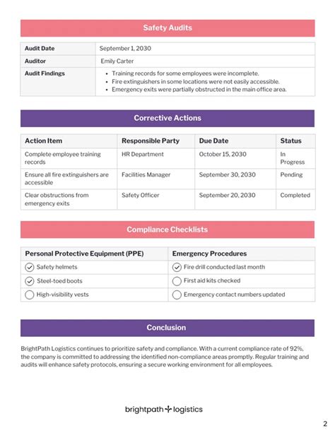Safety Compliance Report Template Venngage