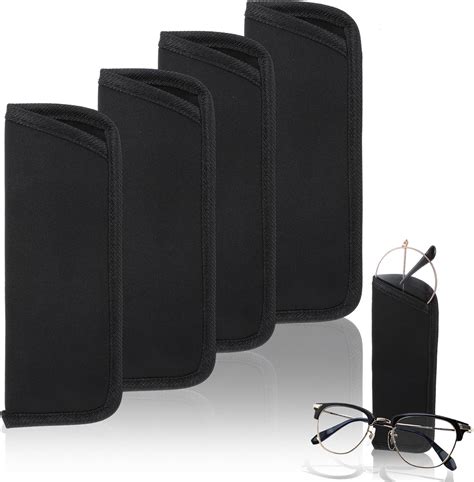Bremorou Soft Eyeglass Case 4 Pack Black Storage Glasses Pouch Holder
