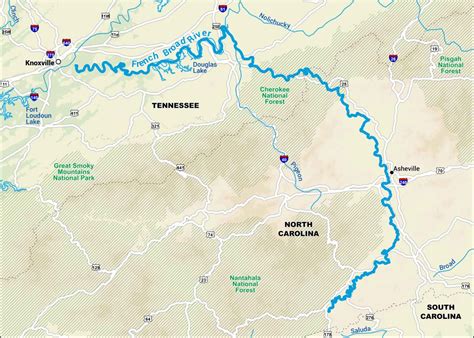 French Broad River Map Us Maps