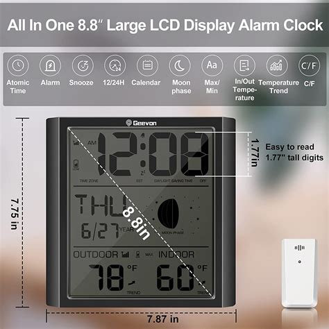 Geevon Digital Atomic Wall Clockauto Set Atomic Alarm Clock With Indo