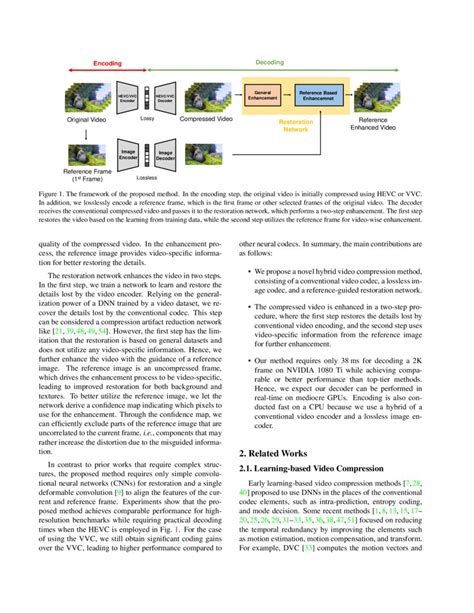 Lightweight Hybrid Video Compression Framework Using Reference Guided Restoration Network Deepai