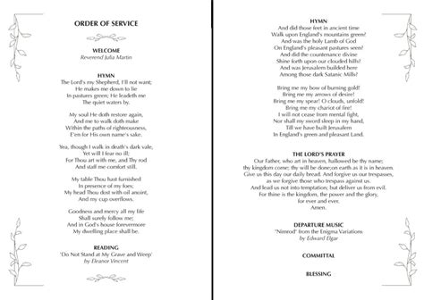 Non Religious Funeral Order Of Service Examples To Personalize