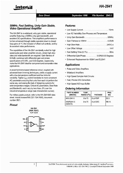 Ha 2841 350769 Pdf Datasheet Download Ic On Line
