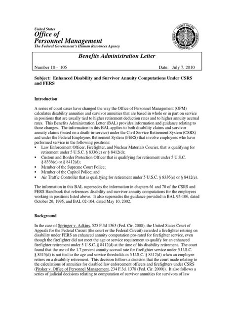 New Fers Disability Retirement Opm Pdf Annuity American Social Security United States