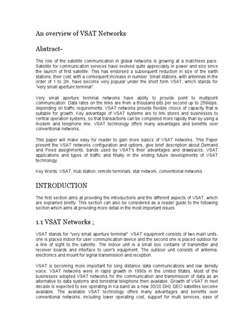 An Overview Of Vsat Networks Pdf Very Small Aperture Terminal