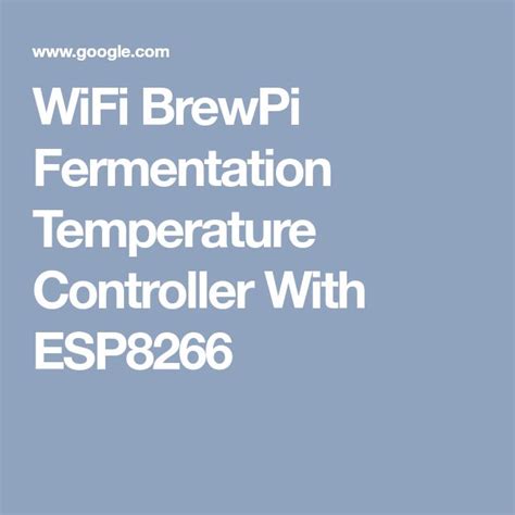 Wifi Brewpi Fermentation Temperature Controller With Esp8266