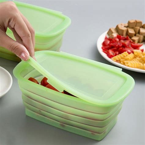 Silicone Folding Box With Lid Fresh Keeping Box For Vegetables And