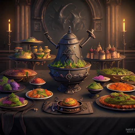 Food Table With Poison Dishes Dark Food Evil Food 8k High Re