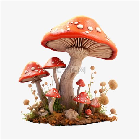 红色毒蘑菇植物草本免扣装饰素材图片免费下载 千库网