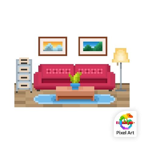 Cozy Pixel Art Living Room