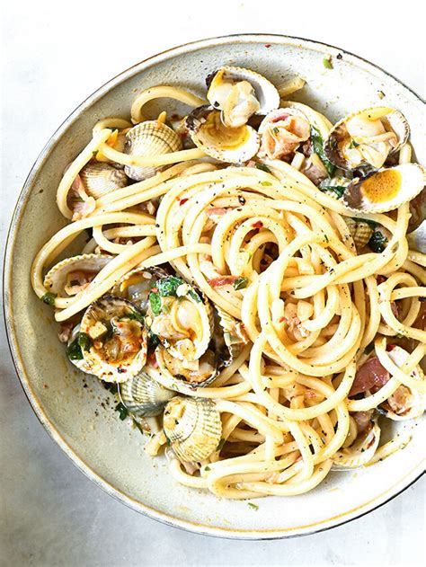 Spaghetti With Clams And Pancetta Serving Dumplings