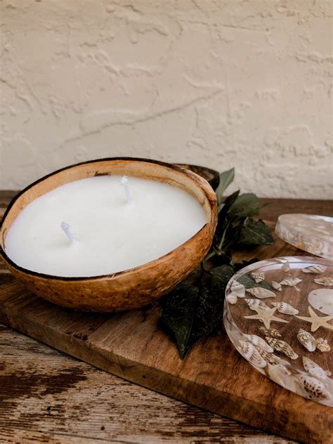 Carribean Coconut Shell Candle 100 Coconut And Beeswax Blend Etsy