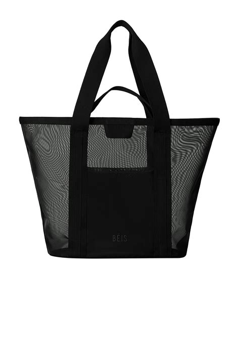 Beis The Mesh Beach Tote Bag In Black Revolve
