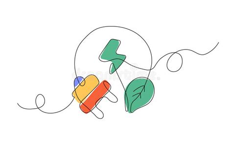 Continuous Line Drawing Of Sustainability And Green Energy Concept