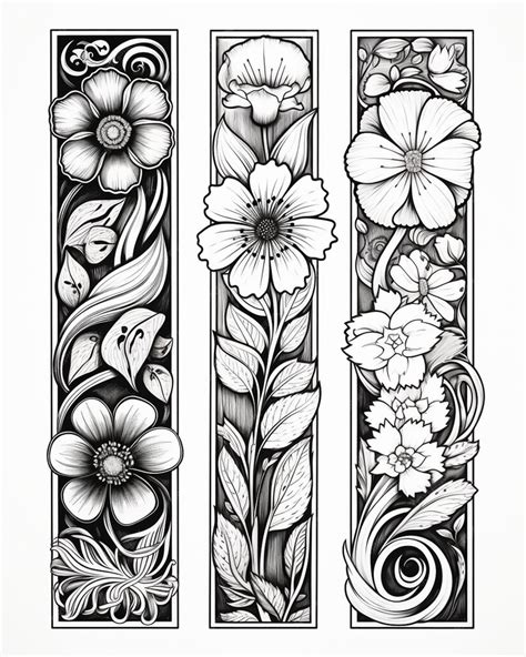 Set Of Floral Bookmarks Drawing Premium Ai Generated Image