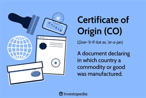 Printable Origin Certificate Template