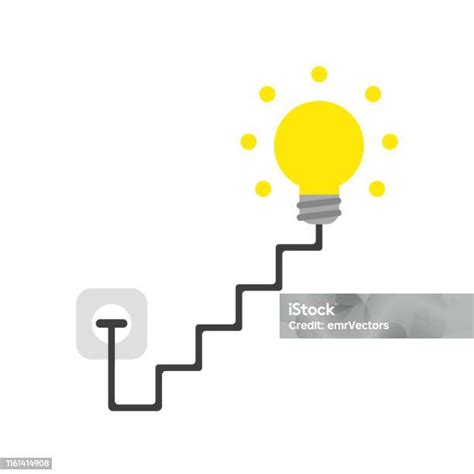 계단 케이블 및 플러그 가 연결 및 콘센트 와 빛나는 전구의 벡터 아이콘 개념 전구에 대한 스톡 벡터 아트 및 기타 이미지 전구 0명 개념 Istock