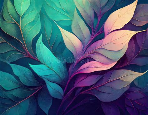 Abstract Background With Leaf Textures Layered Transparency Creating
