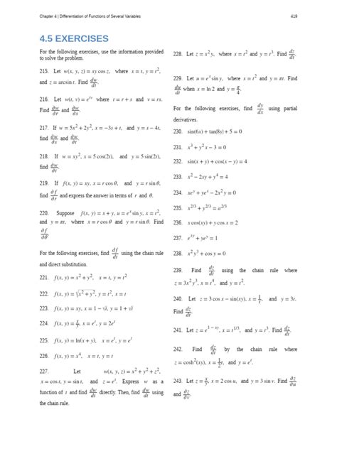 Partical Derivatives Chaine Rules And Implicit Differentiation Pdf