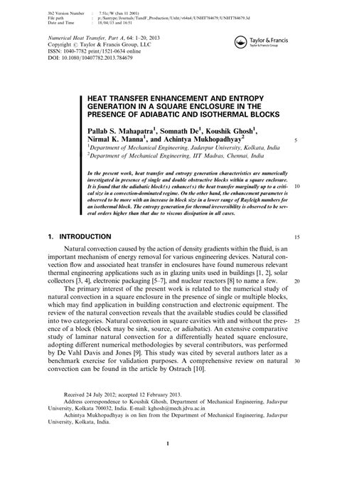 Pdf Heat Transfer Enhancement And Entropy Generation In A Square