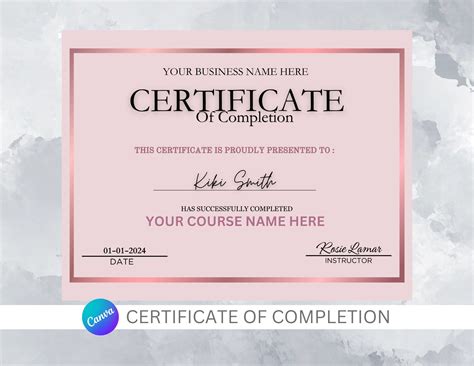 Editable Lash Certificate Of Completion Template Printable Lash