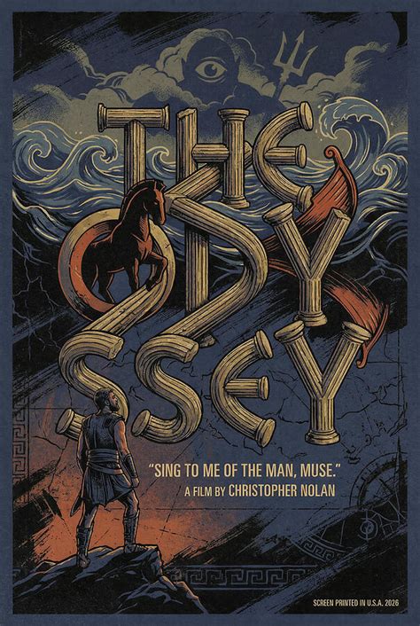 The Odyssey By Christopher Nolan Minimal Movie Poster Retro Film