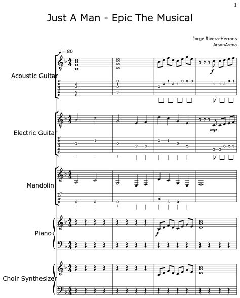 Just A Man Epic The Musical Sheet Music For Acoustic Guitar