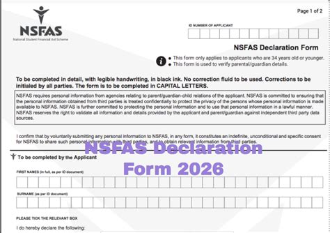 Nsfas Declaration Form 2026 Za