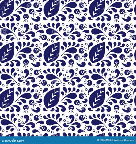 Vector Seamless Pattern Of Curls Spirals And Berries On A Black Background Ethnic Ornament