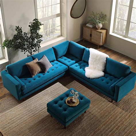 Modern Teal Sectional Sofa