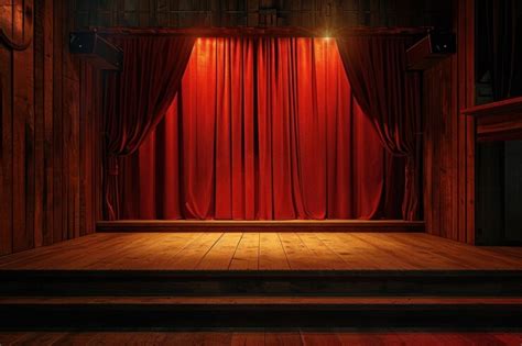 Retro 1970s Empty Tiny Stage Lighting Architecture Illuminated Premium Ai Generated Image