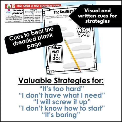 Task Initiation Worksheets For Growth Mindset Executive Functioning