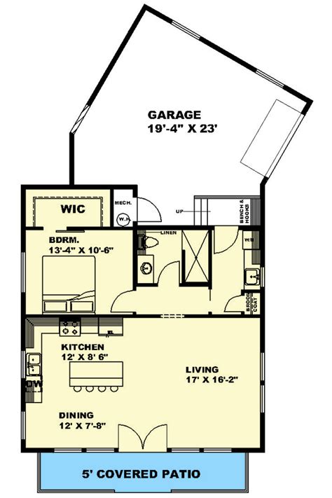 Plan 35592gh 1 Bed House Plan With Angled 2 Car Garage In Back
