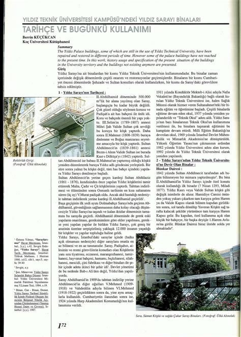 Pdf KÜÇÜkcan Berrin 2000 Yıldız Teknik Üniversitesi Kampüsündeki Yıldız Sarayı Binaları