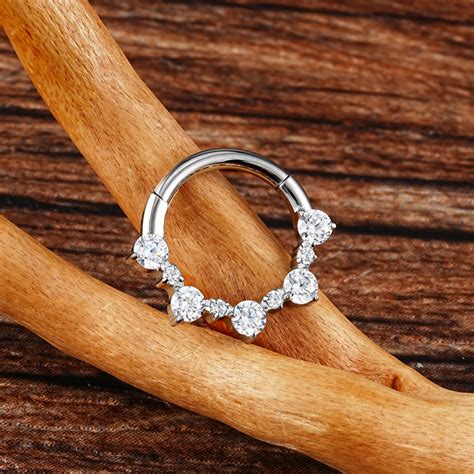 Cute Daith Piercing With Diamond Cz Made Of Titanium Gold And Silver S