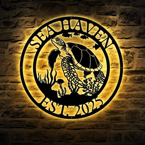 Sea Turtle Metal Wall Art Turtle Name Sign For Beach House Vacation