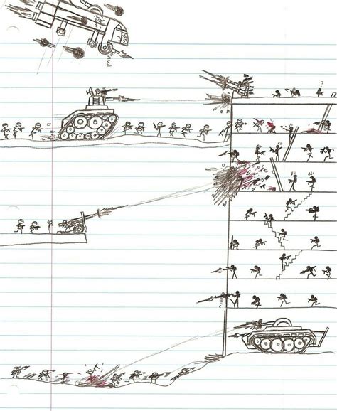Creative Sketchbook Ideas Stick Figure Battle Scene Drawing Stick