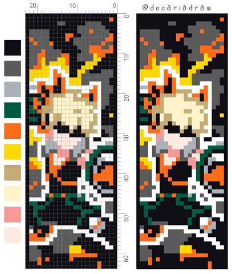 Bakugou Katsuki Cross Stitch Art Pixel Art Pattern Anime Pixel Art