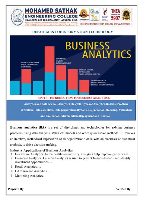 Ccw331 Business Analytics Unit 1 New Department Of Information Technology Unit 1 Introduction