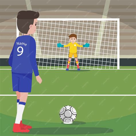 Premium Vector Character Football Player At Penalty Shoot Position