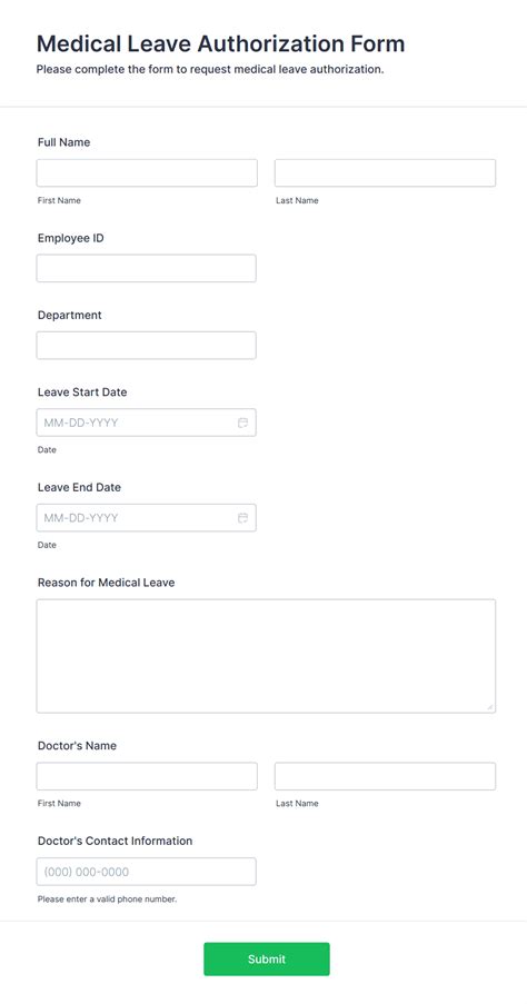 Medical Leave Authorization Form Template Jotform