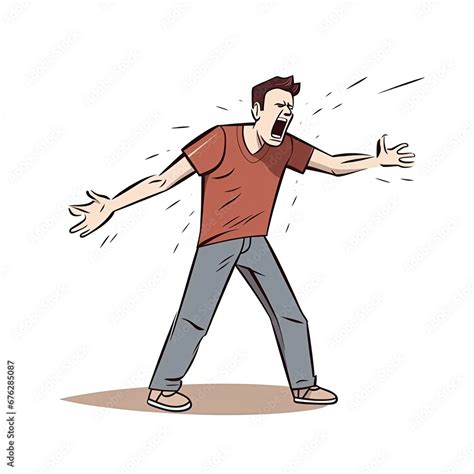 An Illustration Of An Agitated Person Angry Man Fury Emotions Flat Illustration Of Anger