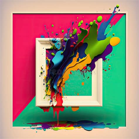 Abstract Background With Colourful Paint Frame Stock Illustration