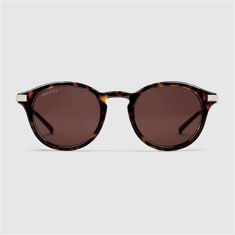 Round Frame Sunglasses In Dark Brown Gucci® Us