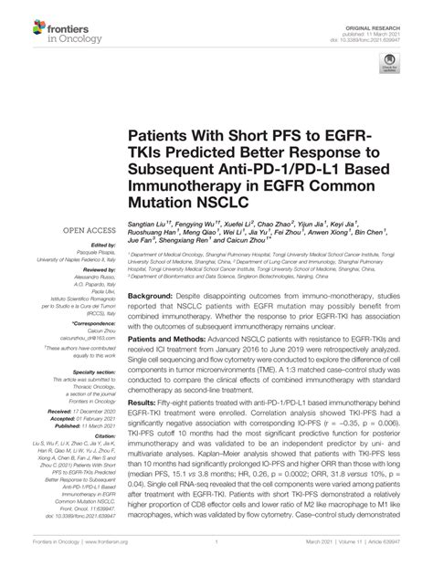 Pdf Patients With Short Pfs To Egfr Tkis Predicted Better Response To