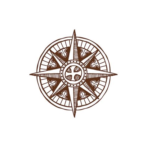 Premium Vector Marine Antique Medieval Map Compass Windrose Sign