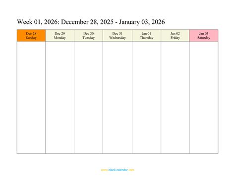 Weekly Calendar 2026 Word Excel Pdf