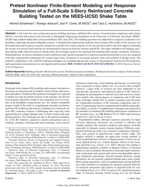 Article Published In Journal Of Structural Engineering Asce News
