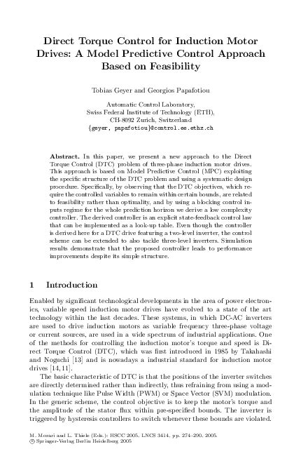 Pdf Direct Torque Control For Induction Motor Drives A Model